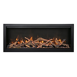 Amantii SYM-50-XT-BESPOKE Symmetry Extra Tall Bespoke 50-inch Indoor/Outdoor Electric Fireplace with Remote, Trim, Drift Log Media, and WiFi/Bluetooth Speaker