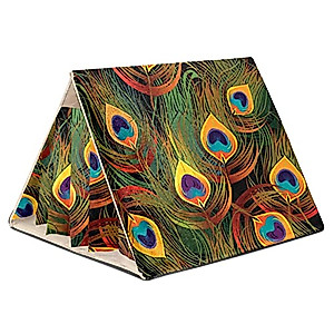 Small Pet Hideout Peacock Feathers Pattern Hamster House Guinea Pig Playhouse for Dwarf Rabbits Hedgehogs Chinchillas