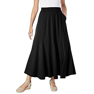 Woman Within Women's Plus Size Wide Elastic Waist Skirt - 2X, Black