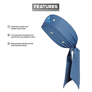 adidas Alphaskin Tie Headband, Wonder Steel Blue/Pulse Blue, One Size