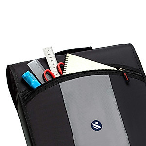 3-Inch Zipper Binder, 3 Round Rings Binder with Expanding File and Shoulder Strap, Black