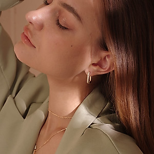 MEVECCO Gold U Shape Huggie Hoop Earrings 18K Gold Plated Dainty Cubic Zirconia Oval Huggie Earring for Women Cute minimalist Fashion Hoops Sleeper Earrings Jewelry