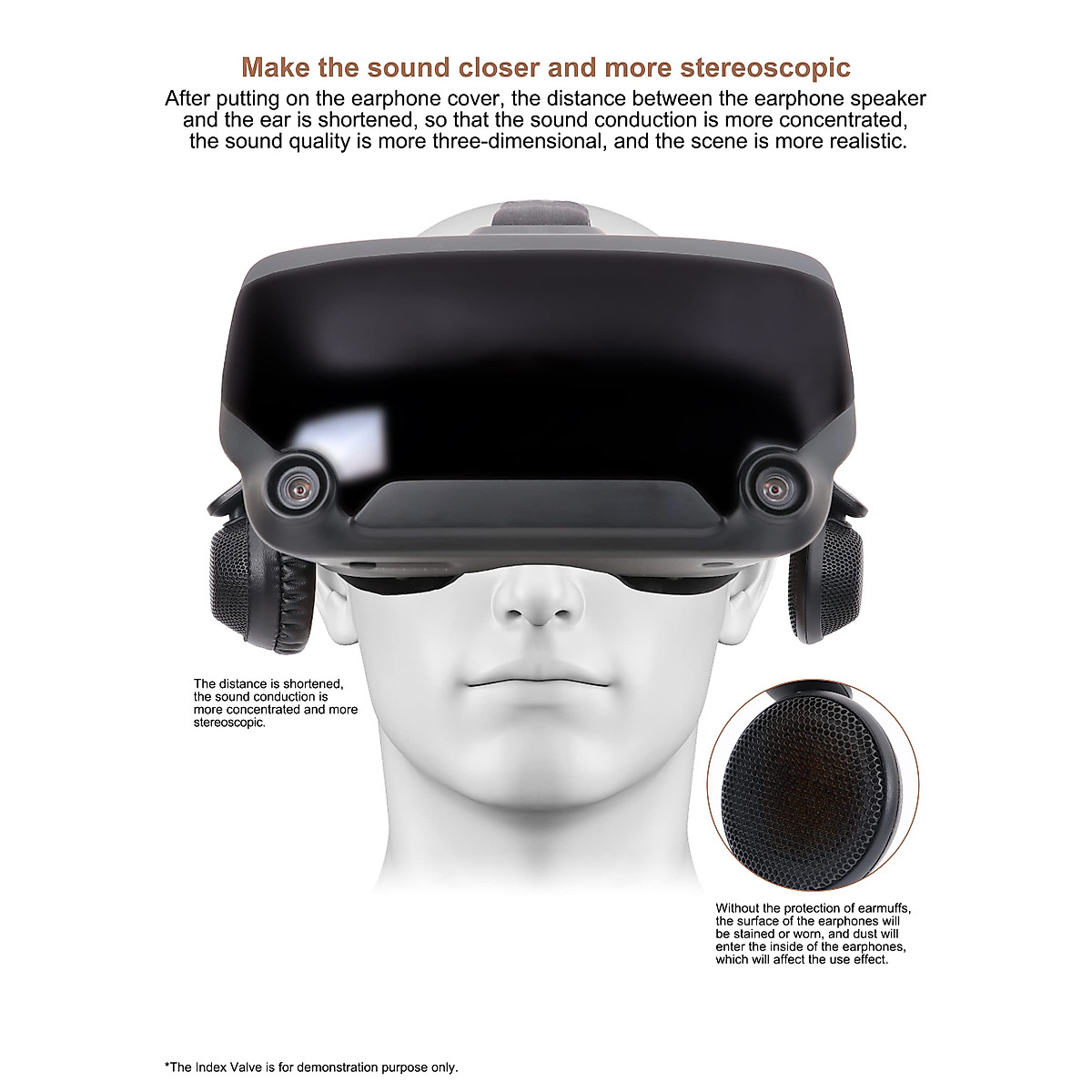 WYWY.Wide PU Leather Earmuffs Compatible with Valve Index VR Headset Speaker Earmuffs Protective Cover VR Earphone Cover