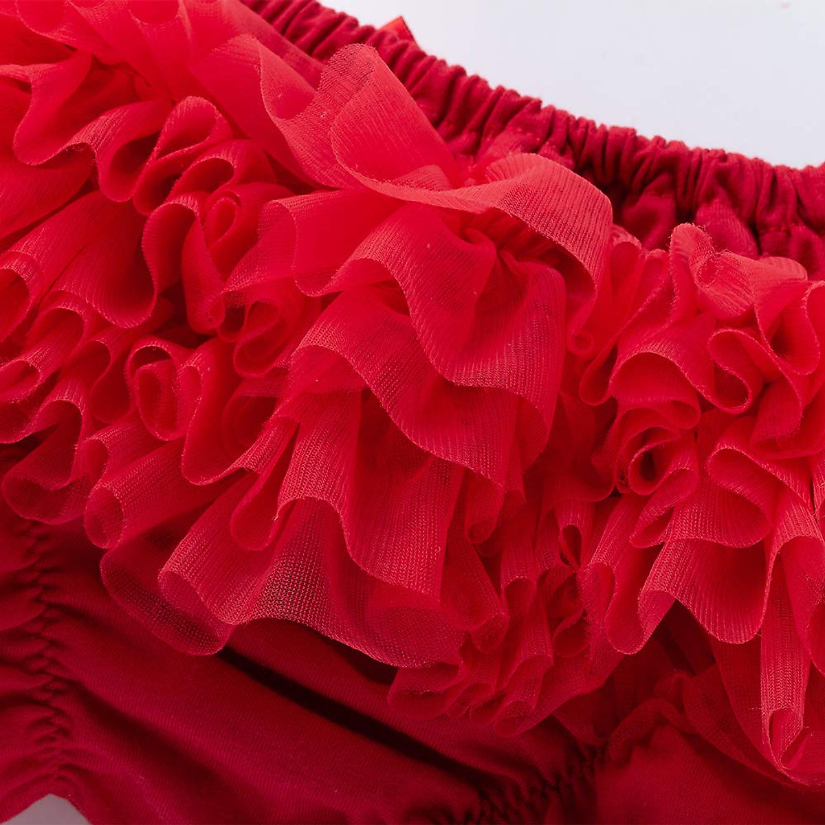 Lucky-BB Baby Girls'Tutu Bloomers Newborn Toddler Cotton Tulle Ruffle Diaper Covers with Bow Red, L-6-12 months