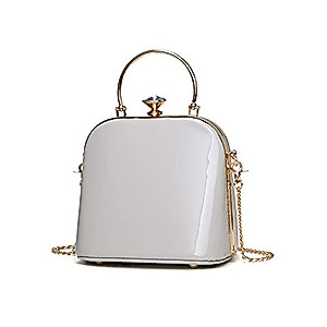 LA TERRE Patent Leather Evening Bag, Formal Clutch Purses for Women with Chain Strap