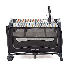 Pamo Babe Portable Travel Crib for Toddlers, Baby Playpen with Bassinet and Changing Table(Blue)