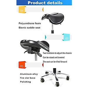 SFKLYU Saddle Stool Ergonomic Saddle Chair Dental Chair Saddle Stool Salons Stools, Adjustable Height,52~66CM