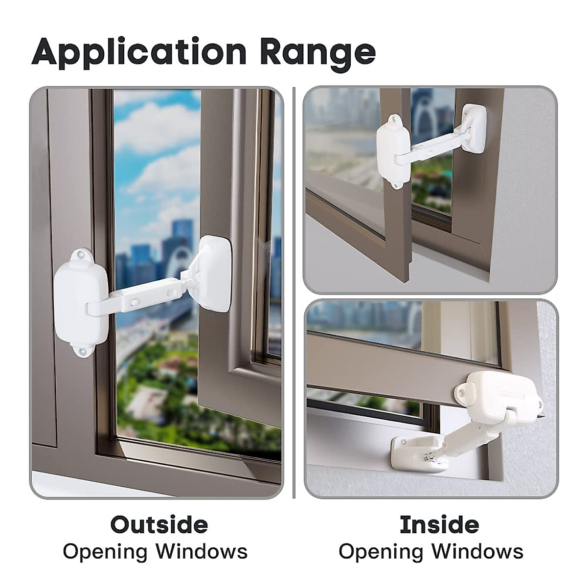 EUDEMON 1 Pack Childproof Window Restrictor for Aluminum, Wooden, Metal Window Frames, Baby Safety Window Lock, Window Safety Locks for Toddlers & Pets, Easy to Install (White)