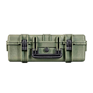 Monoprice Weatherproof Hard Case - 22in x 14in x 8in, OD Green with Customizable Foam, Shockproof, IP67