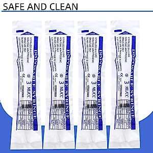 100 Pack Disposable 3ml/cc Lab Syringes with 23Ga 1 Inch Needle Luer Lock, Individually Sealed Packed