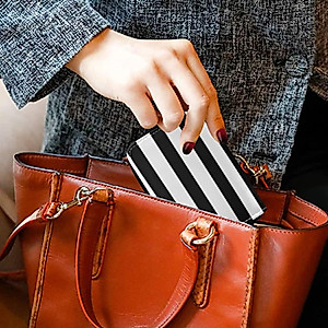 Abstract Black and White Stripes Black White Striped LinesGrey Credit Card Coin wallet, RFID Blocking Compact Women Leather Card Holder, Key Change Organizer, Zipper Purse Clutch Pouch