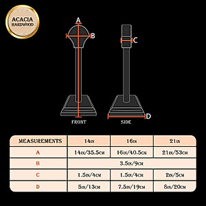 Mythorjan Wooden Helmet Stand Display Decor Stand For – Spartan, Templar, Motorcycle, Caps, Hat Decorative Desktop Hanger Rack LARP Helmet Stand,16 Inch - Black