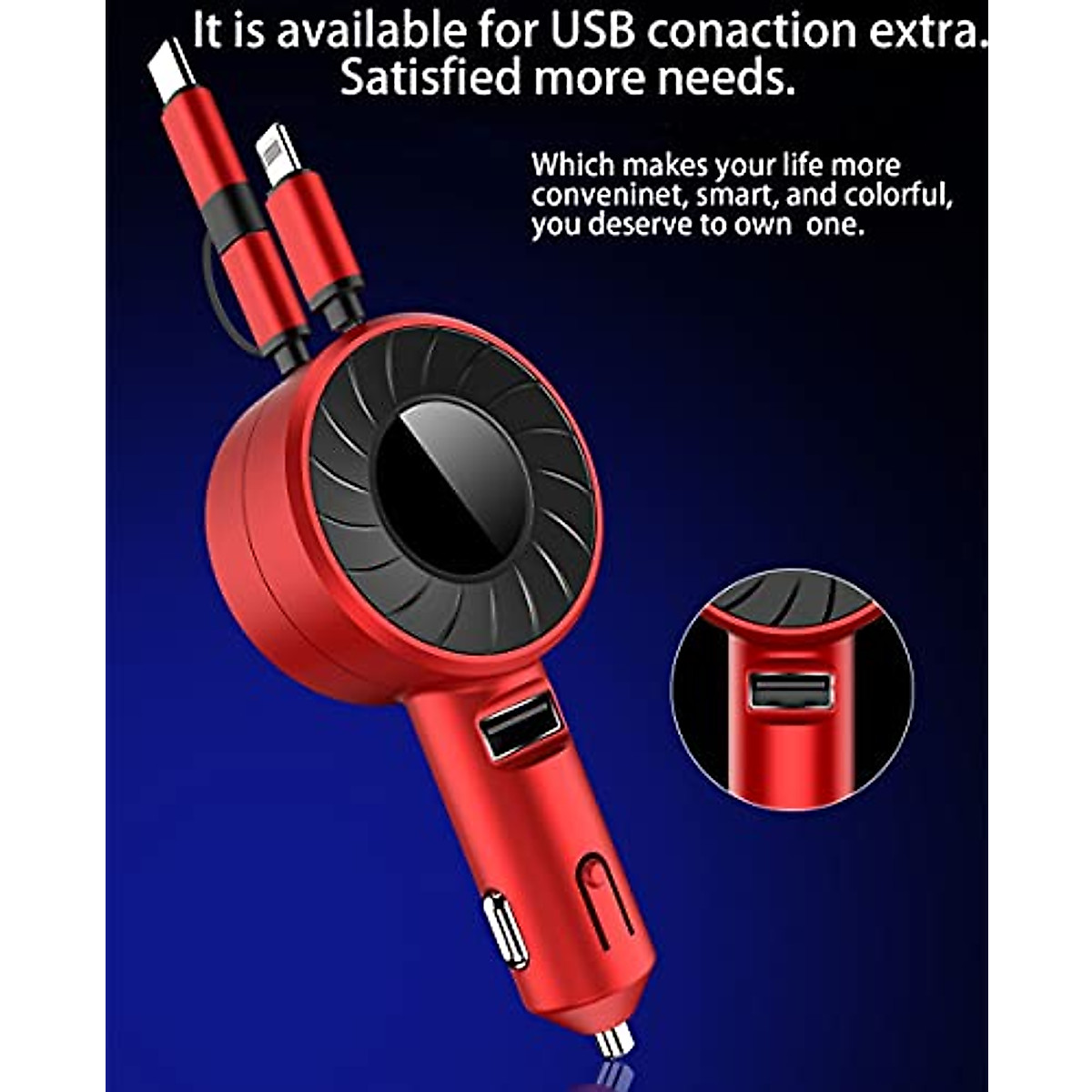 Retractable USB C Fast Car Charger iPhone with Dual Port USB Cables 3-in-1 multiple fast Charger for iPhone Charger Cable UL Certified Compatible for iPhone 11 Pro Max/11/XR/XS/X/8/8 Plus/7/6/6S/5S/SE