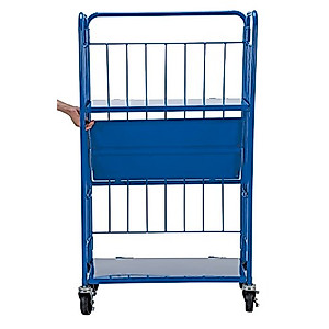 Vestil - ROL-1834-3 ROL Steel Wire Cage Cart, 3 Shelves, Blue, 990 lbs Load Capacity, 59" Height, 34" Length X 18" Width