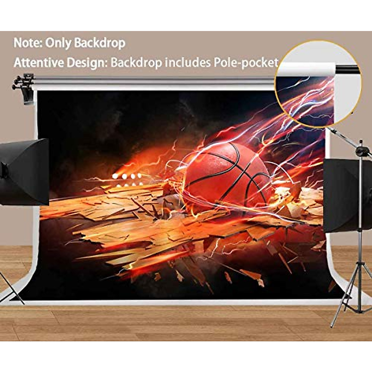 Basketball Flame Backdrop for Party Photography MEETSIOY Intense Basketball Breaks Through The Violent Basketball Aesthetics Background Basketball Fans Party Decorations Banner 7x5ft LSMT1243