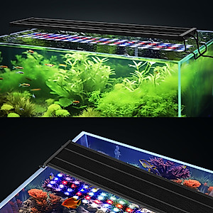 AQQA Full Spectrum Aquarium Light Plant Fish Tank Light with Timer 14 Colors Adjustable Waterproof LED Fish Light for Freshwater & Saltwater Tank 39-47 Inch (35W)
