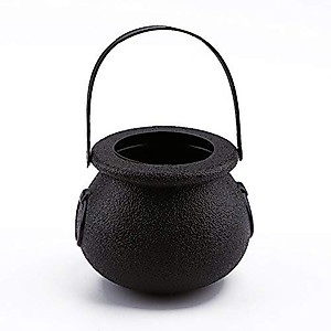 Tebery 24 Pack Mini Black Candy Kettles Novelty Cauldron with Handle, Plastic Candy Holder Pot for Kids St Patrick Day, Wizard, Halloween Theme Parties Supplies Decoration