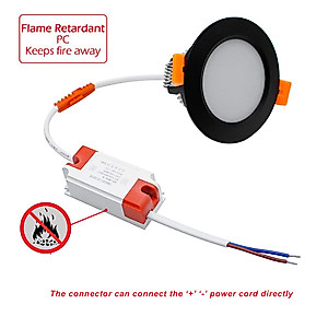 YGS-Tech 2 Inch LED Recessed Lighting Dimmable Downlight, 3W(35W Halogen Equivalent), 4000K Natural White, CRI80, Black Trim, LED Ceiling Light with LED Driver (4 Pack)