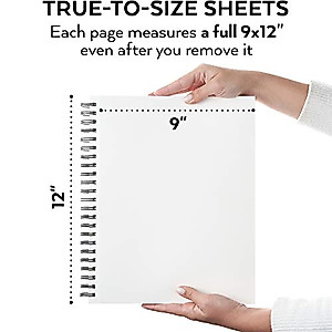 Arteza 9X12" Sketch Book, 100 Sheets (68 lb/100gsm), Spiral Bound Artist Sketch Pad, Durable Acid Free Drawing Paper, Ideal for Adults & Teens, Bright White
