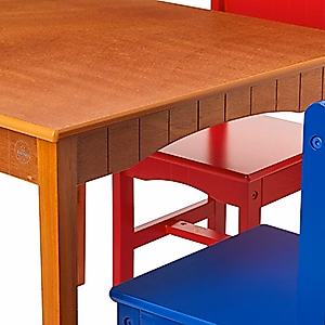 KidKraft Nantucket Kid's Wooden Table & 4 Chairs Set with Wainscoting Detail - Primary, Gift for Ages 3-8