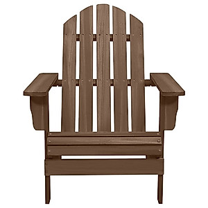 Tidyard Patio Adirondack Chair with Table Solid Fir Wood Brown Outdoor Fire Pit Chair Wooden Garden Armchair for Porch Pool Lawn Deck Backyard Balcony Outdoor