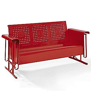 Pemberly Row Metal Gliding Patio Sofa in Red