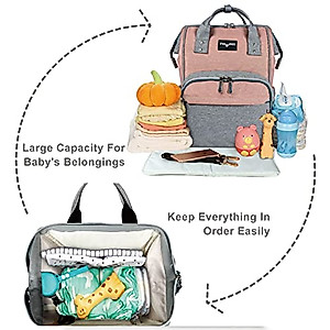 Mr. Peanut's Tili Dili Premium Diaper Backpack with USB Charging Port (Blush Pink With Gray)