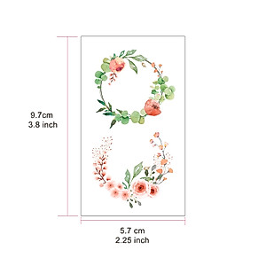 Everjoy Flowers Temporary Tattoos Stickers, Watercolor Roses, Peony, Daisy, Botanical Body Art Fake Tattoos for Women, Girls and Kids - 20 Pcs