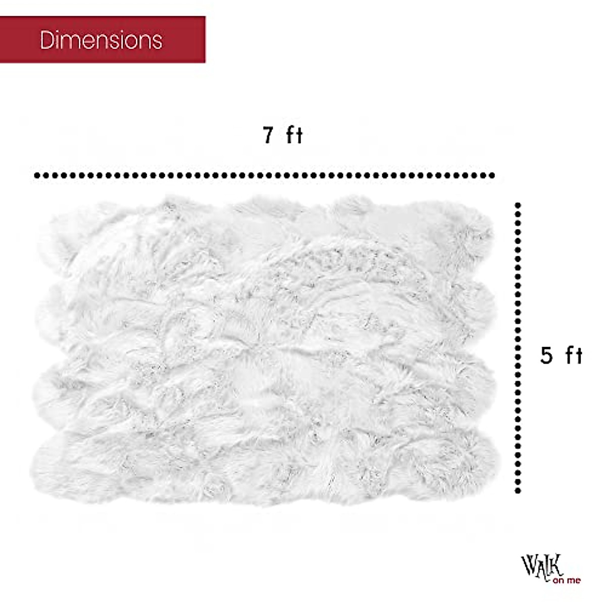 Walk on Me Silky Soft Faux Fur Rug, Fluffy Rug, Sheepskin Area Rug, Shaggy Rug for Living Room, Bedroom, Kid's Room, or Nursery, Home Décor Accent with Non-Slip Backing (White)