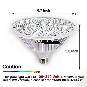 Pool Lights for Inground Pools, 120V 45W Color Changing Pool Light Bulb with Remote Control, Replacement Bulb for Pentair, Hayward and Other E26 Screw in Type Bulbs