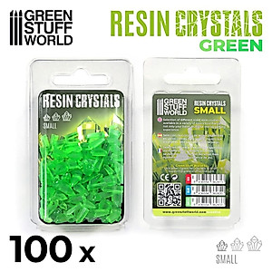 Greenstuff World GSWD-1283 Clear Resin Crystal Green Small Size 100 Pieces Diorama Material