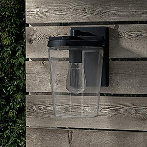 Globe Electric 44632 1-Light Outdoor Wall Sconce, Dark Bronze, Clear Glass Shade