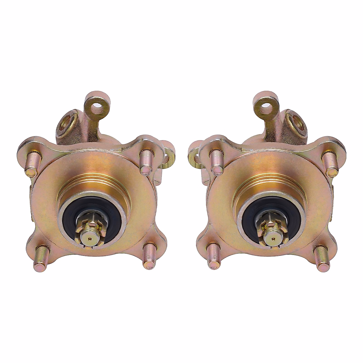 Front Steering 4 Stud Wheel Hub Disc Brake Assembly, ATV Front Wheel Hub+ Steering Knuckle Spindle+Brake Caliper+ 2 pcs Disc Rotor For 125cc 150cc 200cc 250cc ATV Go kart Quad Dirt Bike