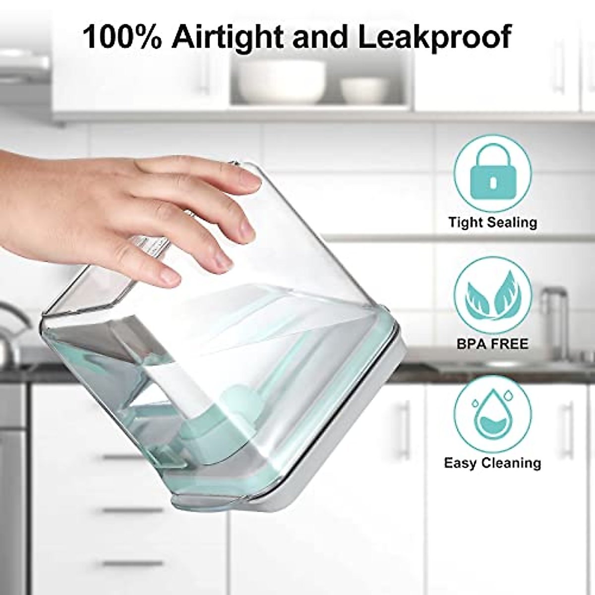 vione Airtight Food Storage Container Sets, Pop Up Food Containers With Lids, Stackable Formula Container for Rice Coffee Flour Sugar Cereal (1700ML（Anti-UV）)