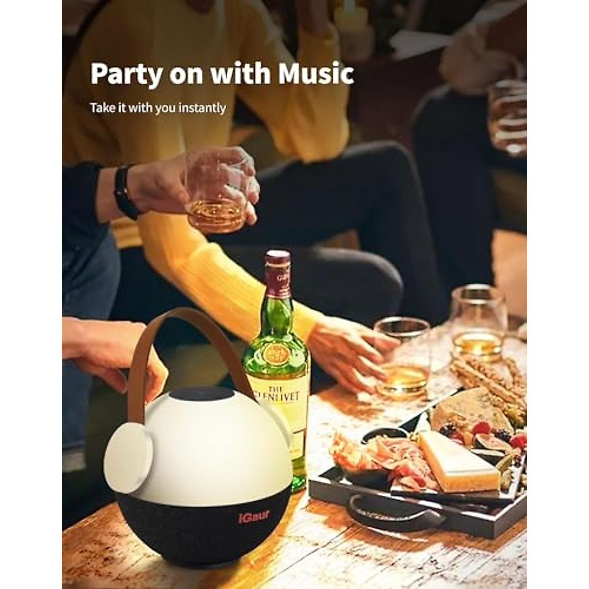 iGaur Night Light Beside Lamp: Touch Lamp with Wireless Charger Nightstand Music Desk Lamp - 5 in 1 Portable Bluetooth Speaker, Wireless Charging Lamp, Gifts for Kids Bedroom Office