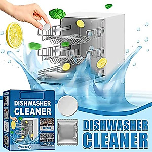 40 Pack Multifunctional Dishwasher Detergent, Dishwasher Tablets Efficient Cleaner Removes Limescale, Calcium, Fresh Scent for Dishwasher Cleaning Kitchen Tableware Care