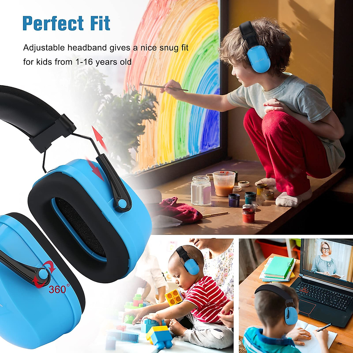 ProCase Kids Ear Protection, 25dB Noise Reduction Earmuffs for Children Toddler Autism Sound Proof Noise Cancelling Austistic Headphones for Concert -Blue