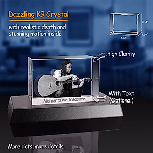 PD 3DPIXDANCE 3D Crystal Photo, Personalized Gifts with Your Own Photo for Fathers Day. Customized Gift for Birthday, Wedding, Anniversary, Memorial, Mother’s Day