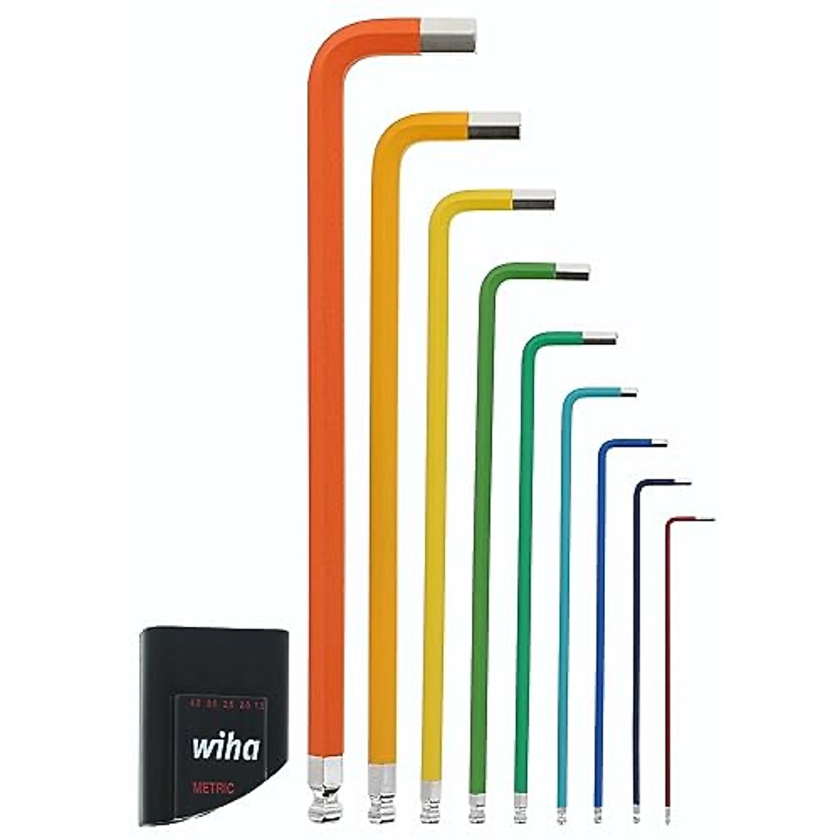 Wiha 9 Piece Ball End Color Coded Hex L-Key Set - Metric