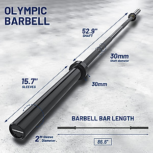 E.T.ENERGIC Olympic Barbell Bar 7 Foot Load 1500-lbs Capacity Available, for Gym Home Exercises, Weightlifting, Powerlifting