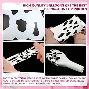 70 Pieces Western Theme Party Decorations Bachelorette Birthday Cow Balloons Rodeo Balloons Rose Red, Pink, Silver, Cow Print Latex Balloons for Baby Shower Cowgirl Party Supplies