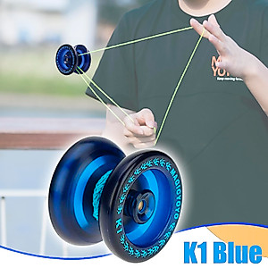 MAGICYOYO Responsive YoYo K1-Plus for Kids Beginners with Yoyo Storage Bag + 12 Yoyo Strings and Yo-Yo Glove (K1-Dark Blue)