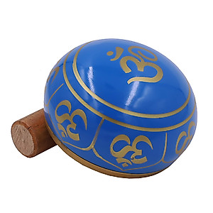 DharmaObjects ~ Tibetan OM Singing Bowl Set ~ With Mallet, Brocade Cushion & Carry Bag ~ For Meditation, Chakra Healing, Prayer, Yoga (OM, Turquoise)