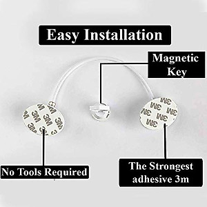 Urban August Adhesive Magnetic Lock – Childproofing & Baby Safety Durable, Heat Resistance, Easy to Install with Heavy Duty 3M Adhesive Tape, Best for Cabinets, Drawers, Doors & refrigerators (Black)