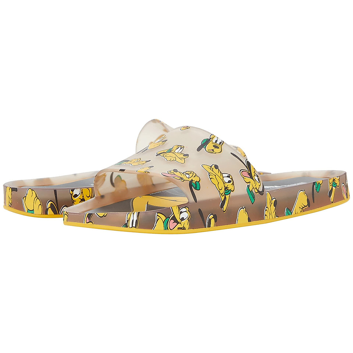 Melissa Shoes Beach Slide + Mickey and Friends III Clear Beige/Yellow 6 M