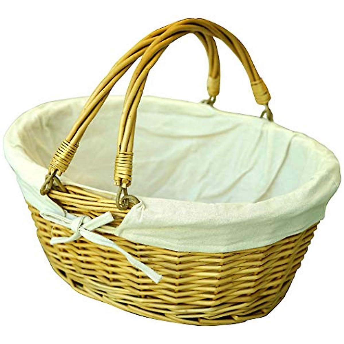 Wicker Picnic Baskets | Little Red Riding Hood Basket for Kids | Hand Woven Wicker Great for Easter Basket | Storage of Plastic Cheap Easter Eggs Candy Gift Wedding Baskets (White)