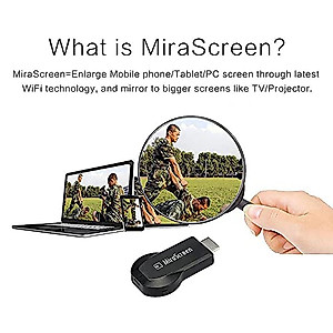 MiraScreen Wireless Display Receiver Mobile Screen Cast Dongle 1080P HDMI AV Adapter Cable for Connect Samsung Galaxy S6 S7 S8 Plus Note 8/5/4/3 iOS Apple iPhone iPad Tablet PC to HD TV (Black)