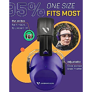 Vanderfields Hearing Protection Headphones 20dB Noise Reduction, Noise Cancelling Ear Muffs for Adults-Passive Ear Protection for Shooting Range, Fireworks, Construction, Lawn Mowing Safety Ear Muffs