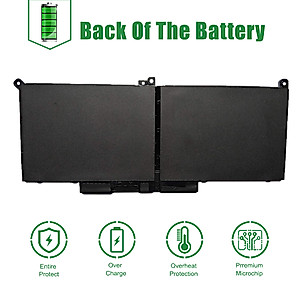 JIAZIJIA F3YGT Laptop Battery Replacement for Dell Latitude 7280 7290 E7280 E7290 7380 7390 E7380 E7390 7480 7490 E7480 E7490 Series Notebook DM3WC 0DM3WC 2X39G 7.6V 60Wh 7500mAh