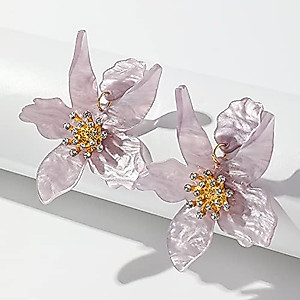 Boho Stud Earrings for Women - Chic Flower Statement Earrings with Gold Flower Bud, Great for Sister, Mom, Lover and Friends